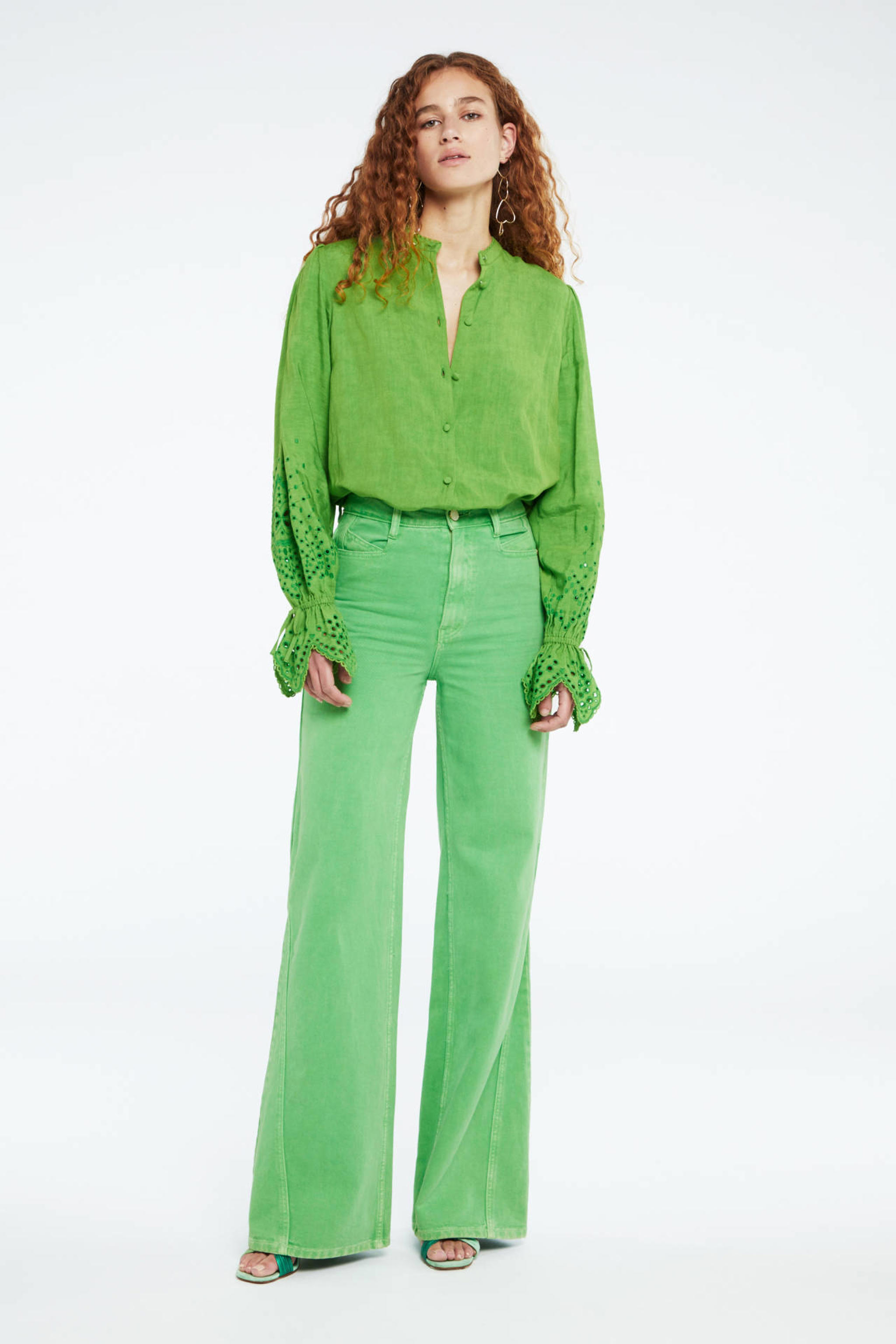 Fabienne Chapot high waist flared jeans Bonnie Wide Leg groen | wehkamp