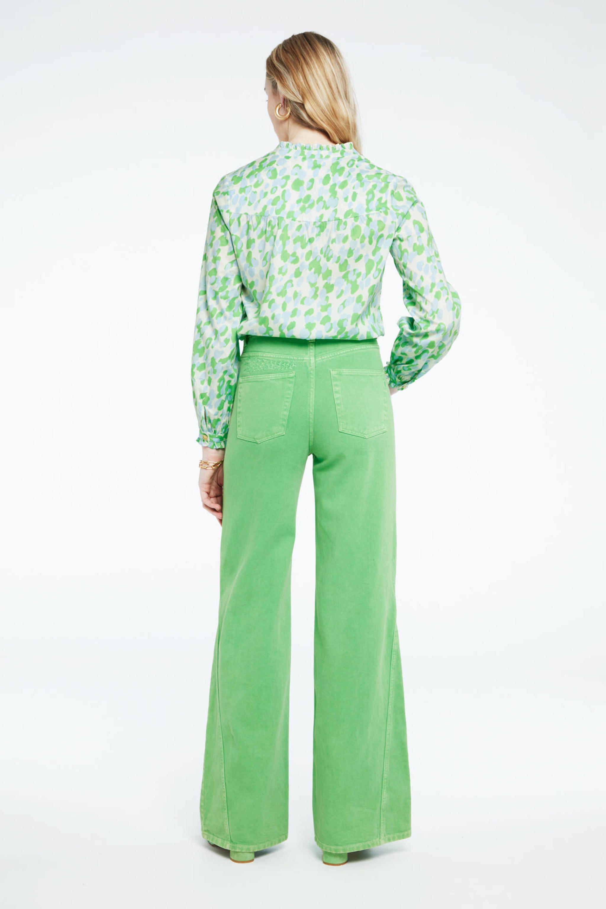 Fabienne Chapot high waist flared jeans Bonnie Wide Leg groen | wehkamp