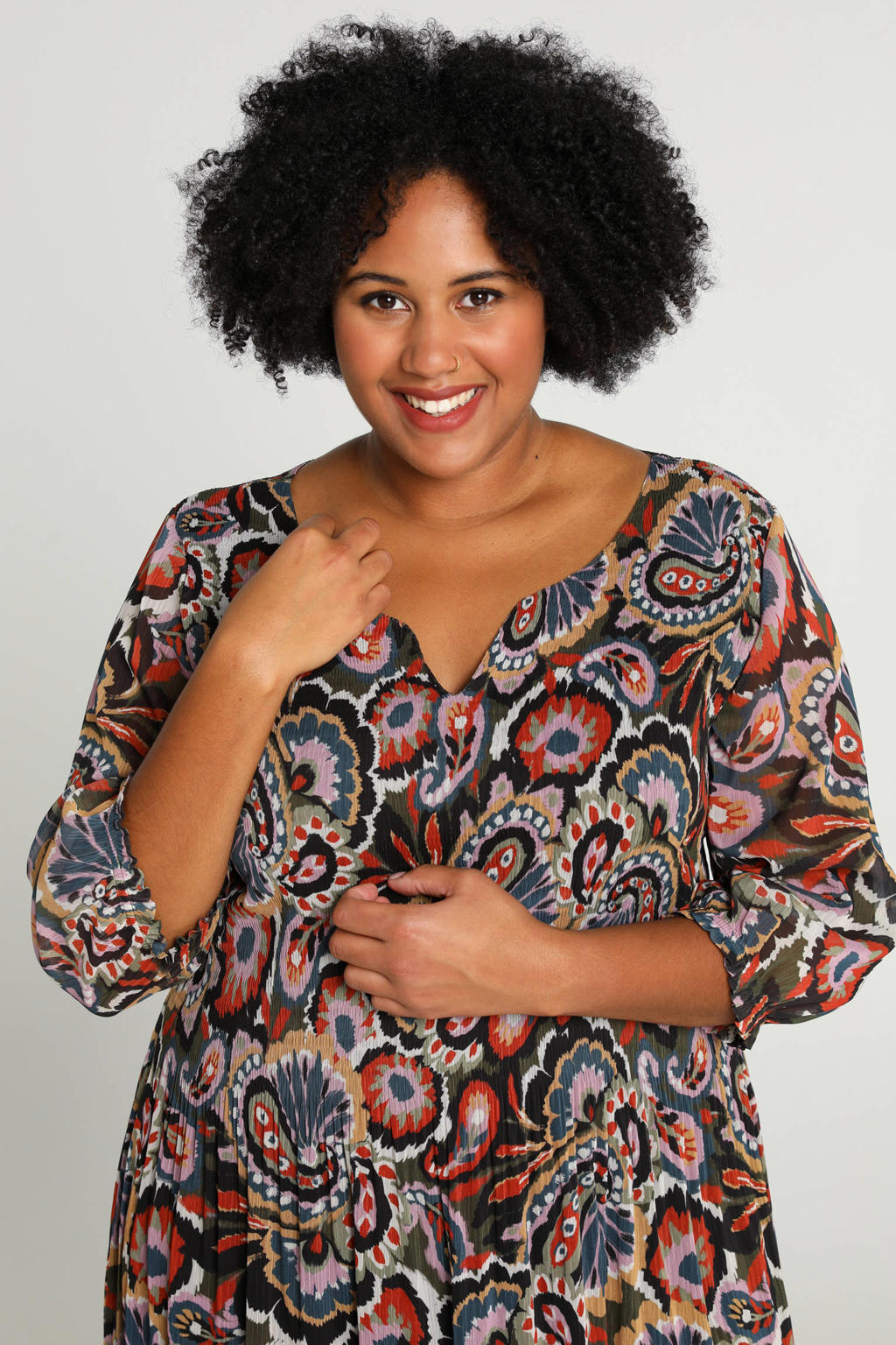 Paprika jurk met all over print multi | wehkamp
