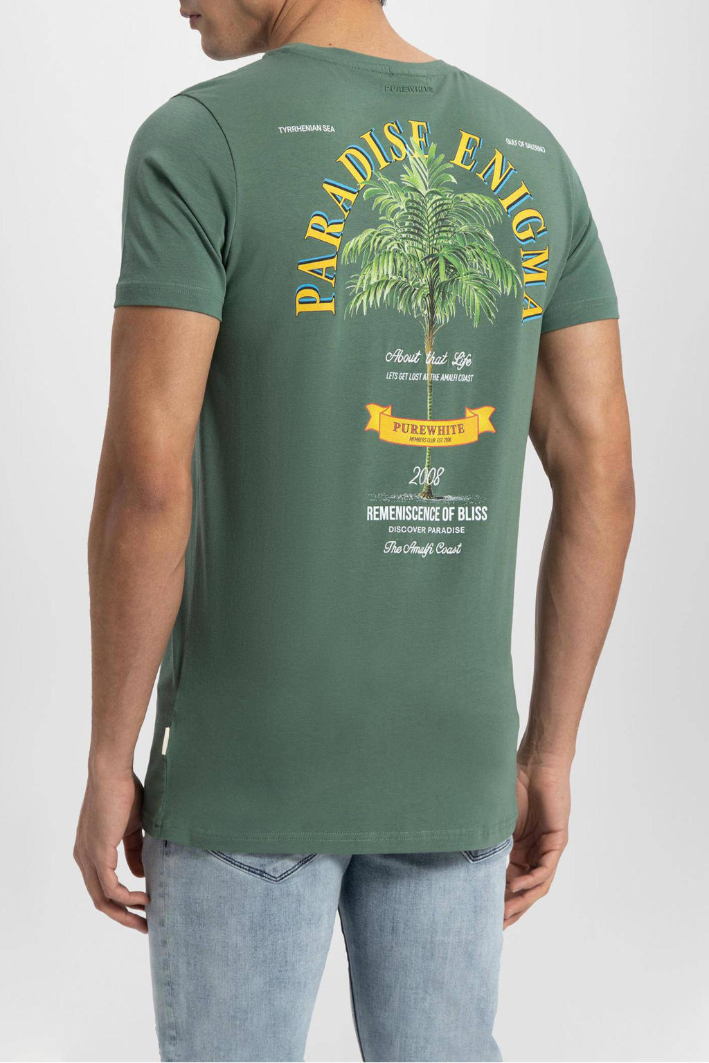 Pure Path regular fit T-shirt met backprint forest green | wehkamp