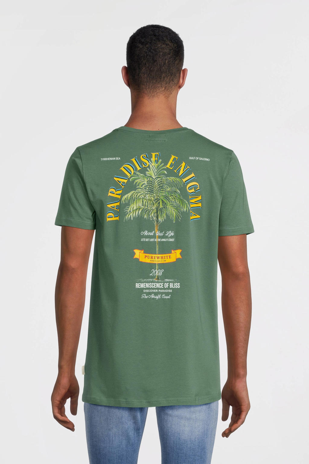 Pure Path regular fit T-shirt met backprint forest green | wehkamp