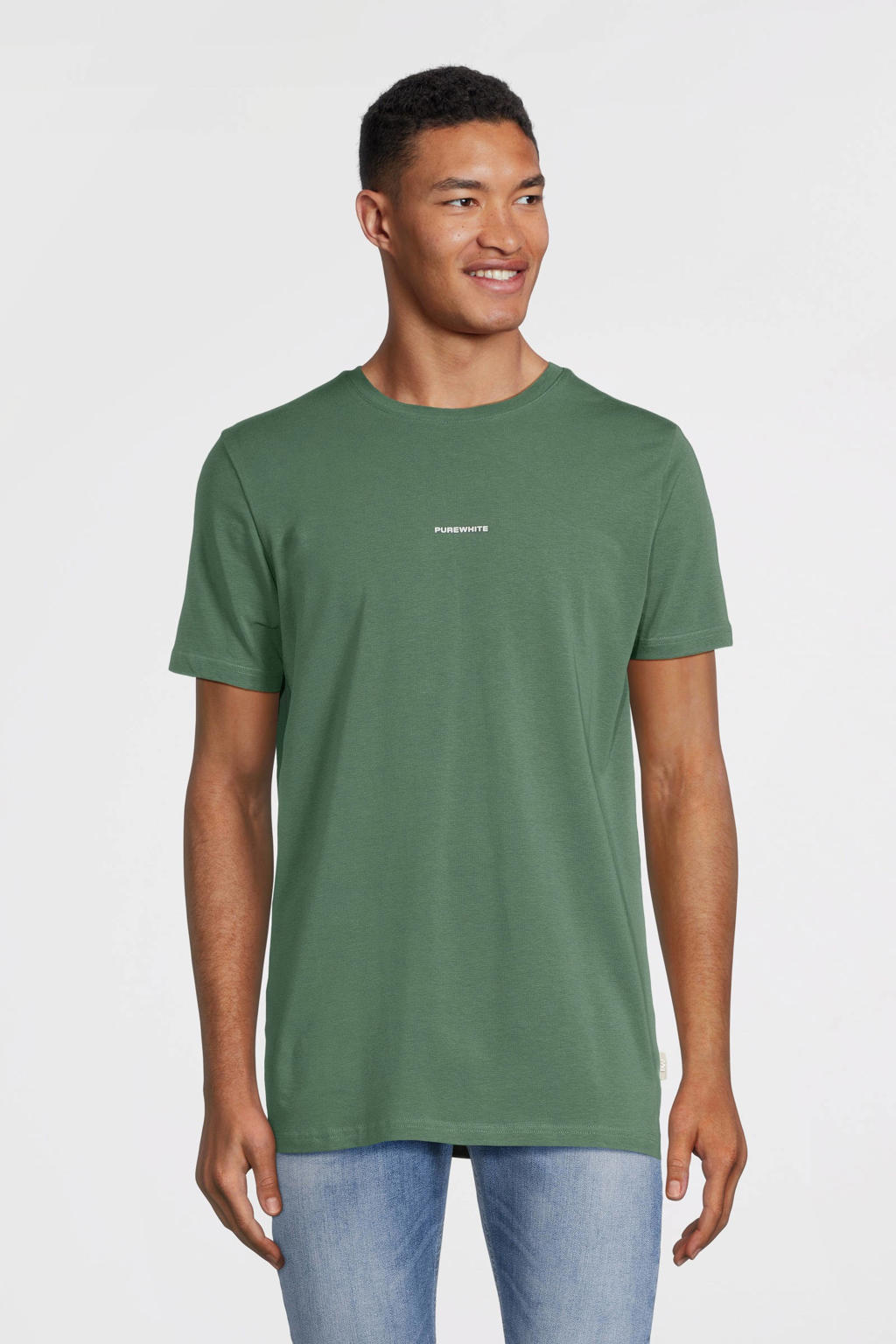 Pure Path regular fit T-shirt met backprint forest green | wehkamp