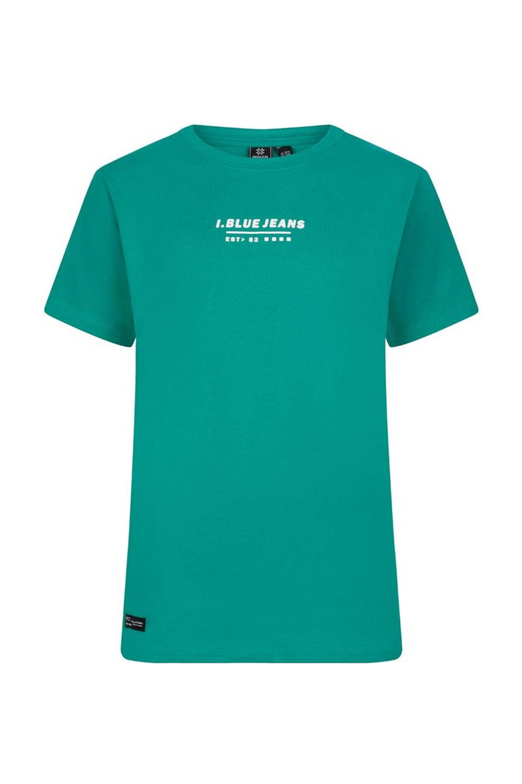 Indian Blue Jeans T-shirt met tekst warm groen | wehkamp
