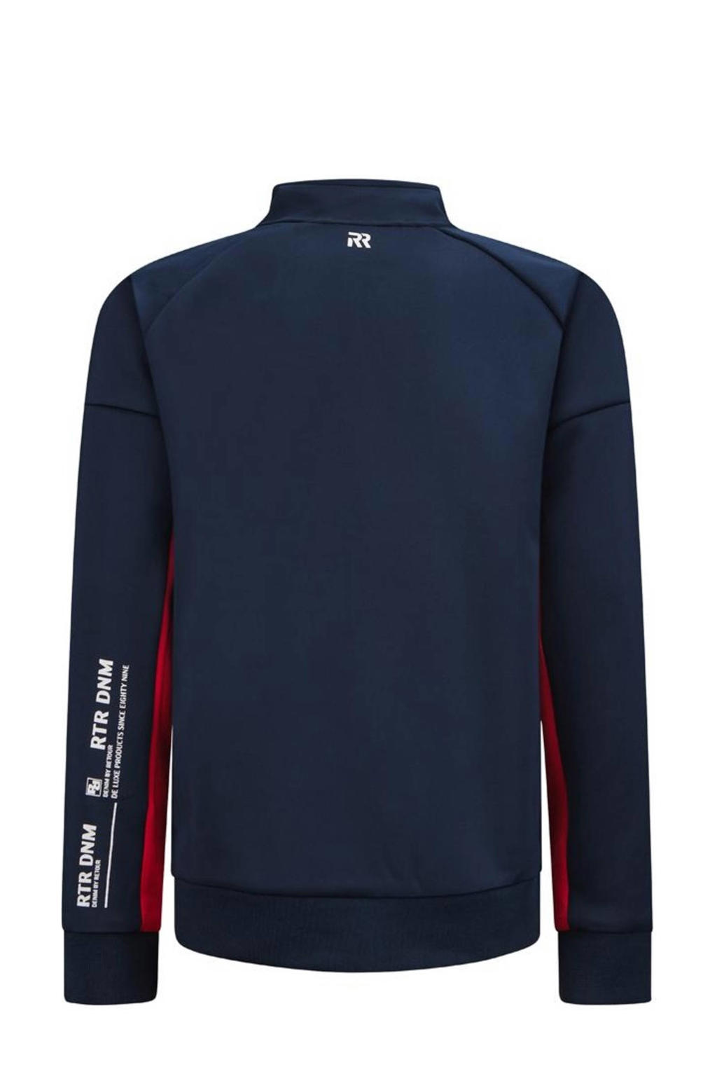 Retour Jeans sweatvest Elwin donkerblauw/zand/rood | wehkamp