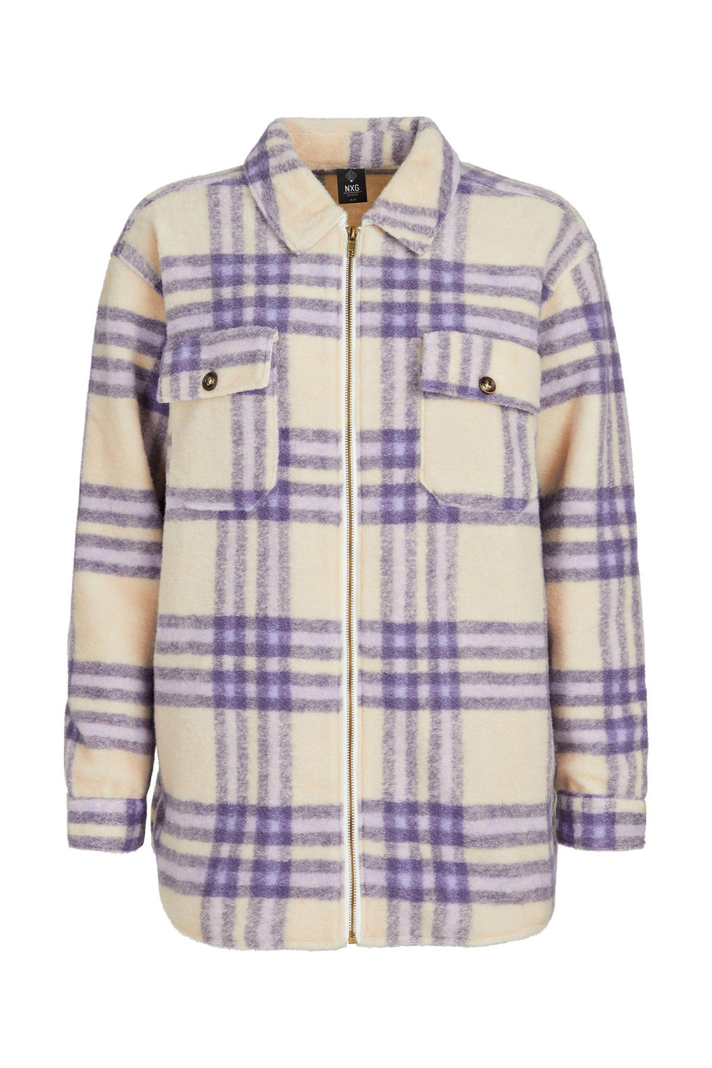 NXG by Protest geruite blouse NxgRedoak beige/lila | wehkamp