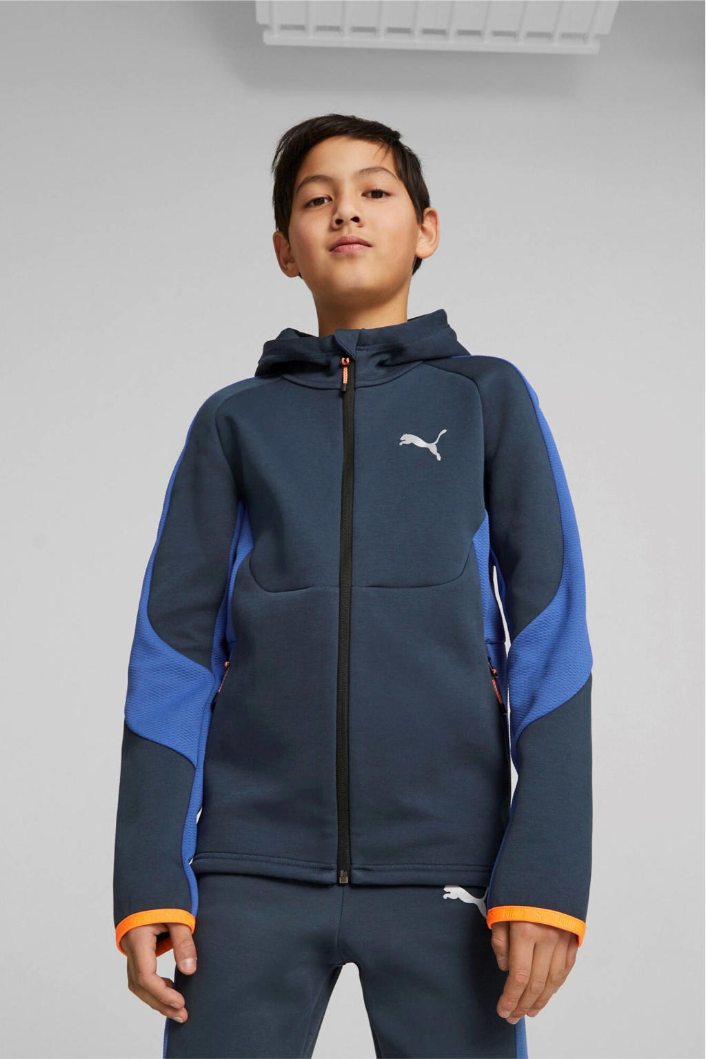 Puma vest met logo blauw/oranje | wehkamp