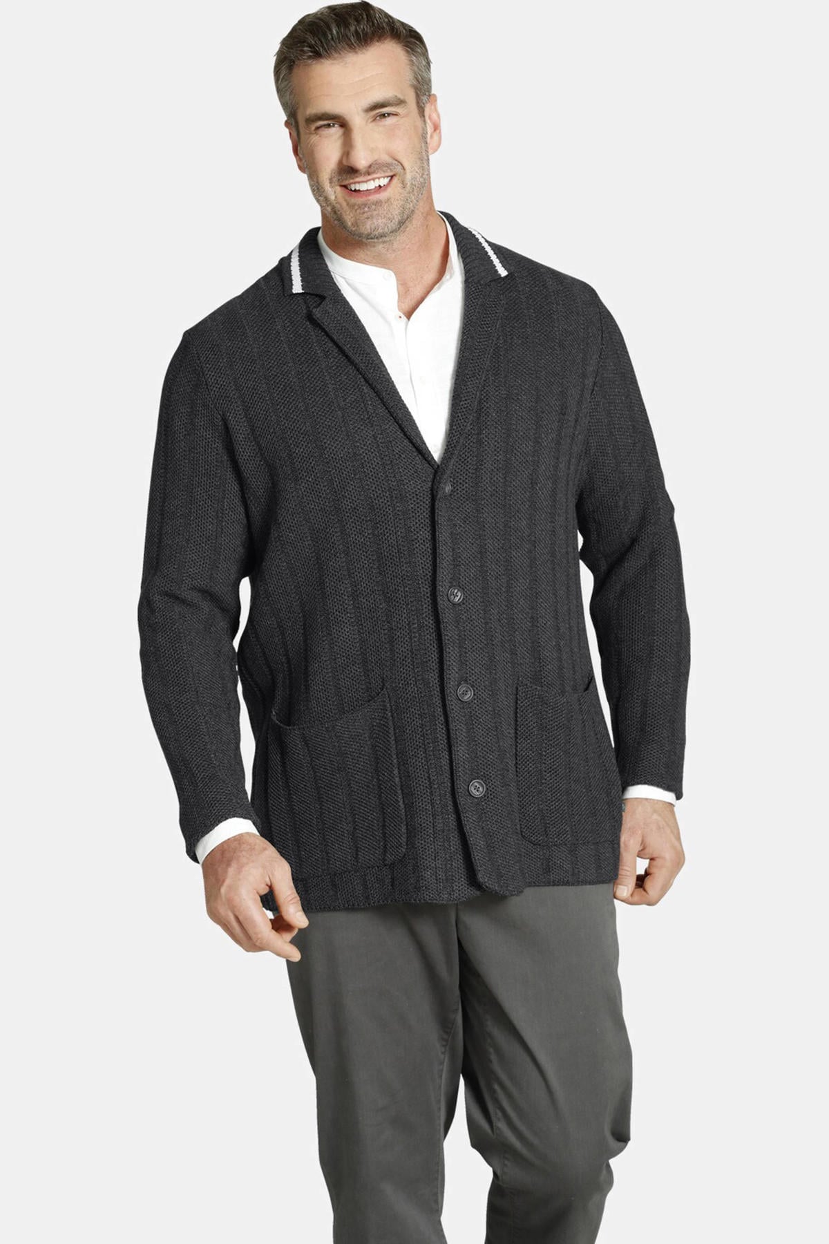 Charles Colby vest DUKE MODEST Plus Size grijs melange | wehkamp
