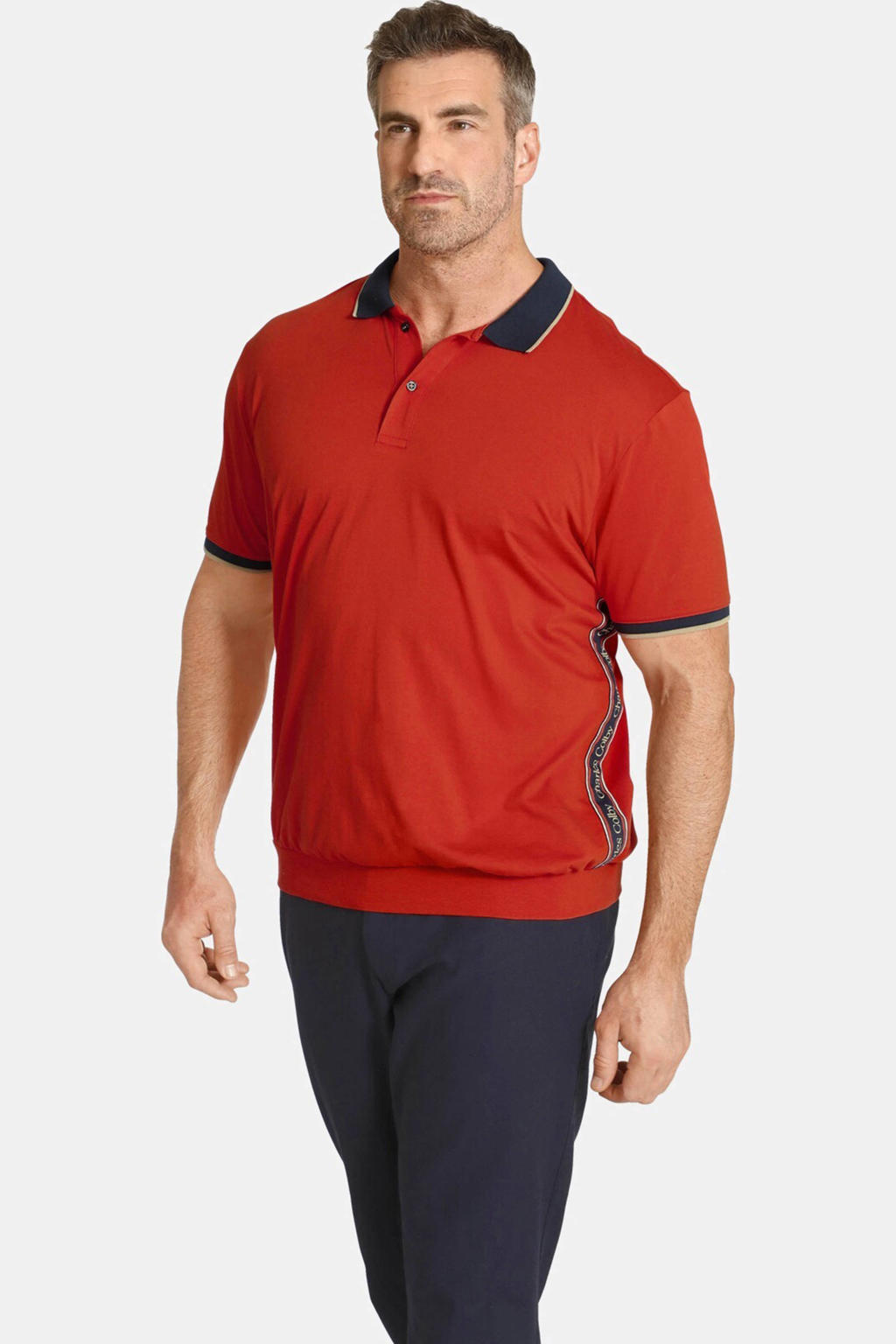 Charles Colby +FIT Collectie oversized polo EARL FIDDERS Plus Size rood ...