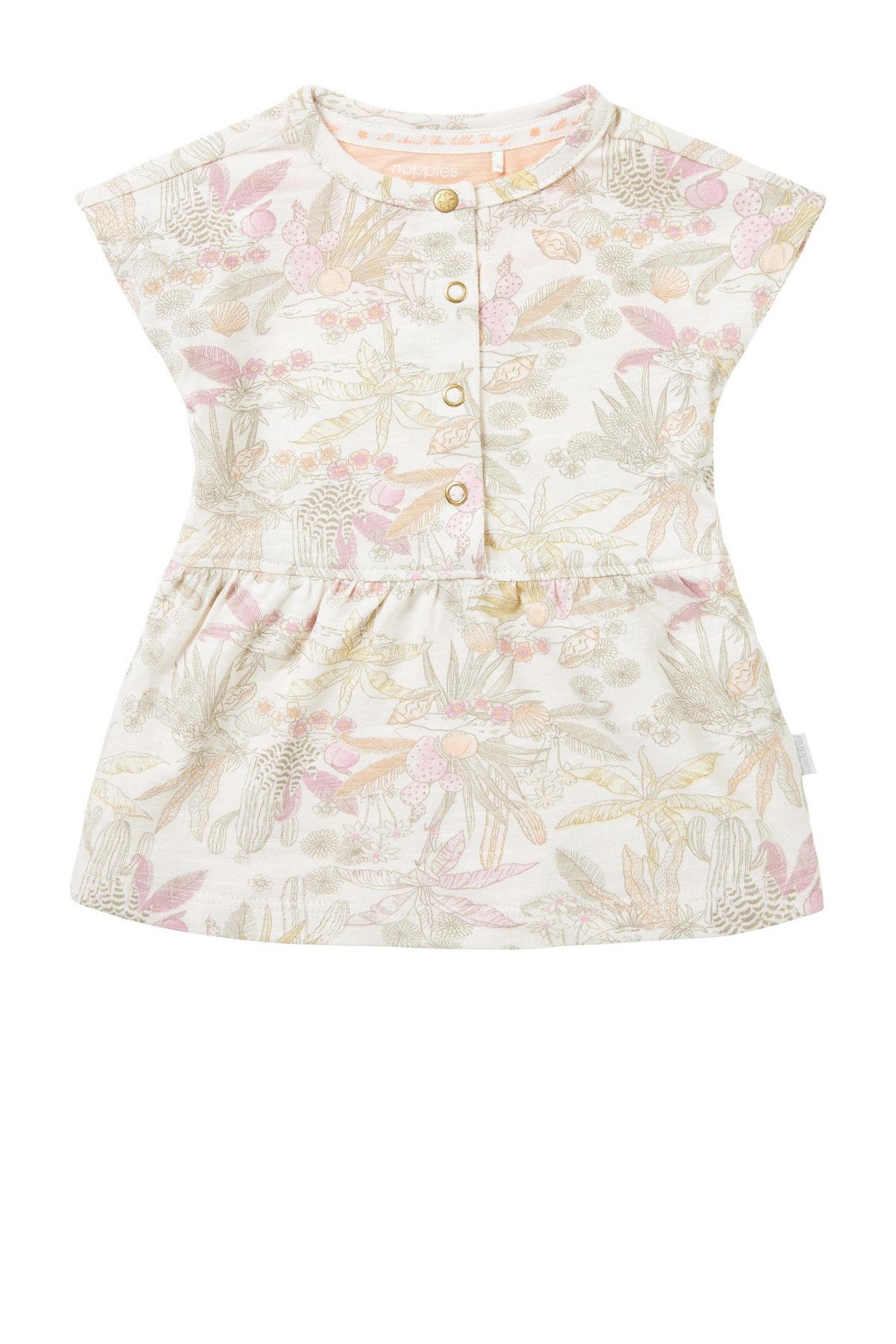 Noppies baby jurk Nambe van biologisch katoen ecru/beige/lila/geel ...