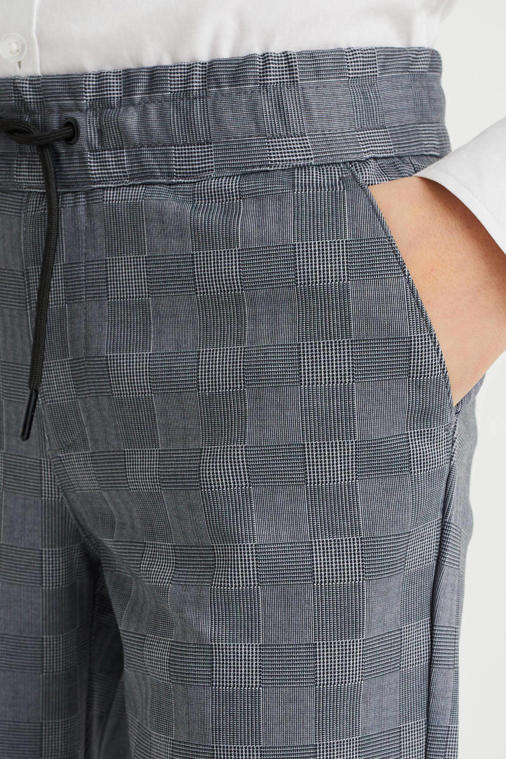 WE Fashion geruite slim fit broek grijs/blauw | wehkamp