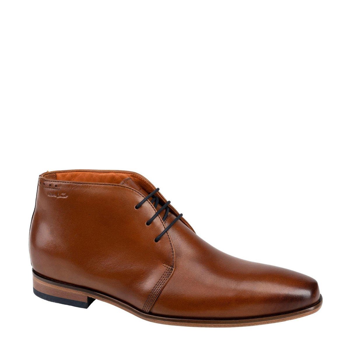 Van Lier Rhodes leren veterboots cognac | wehkamp