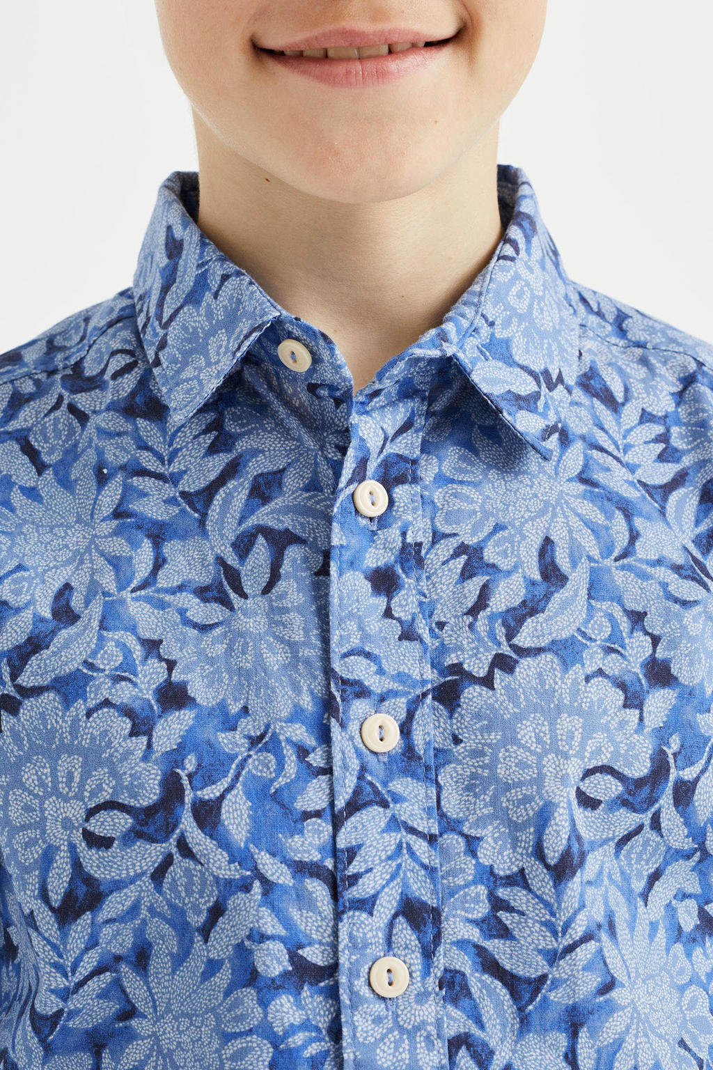 WE Fashion gebloemd overhemd blauw | wehkamp