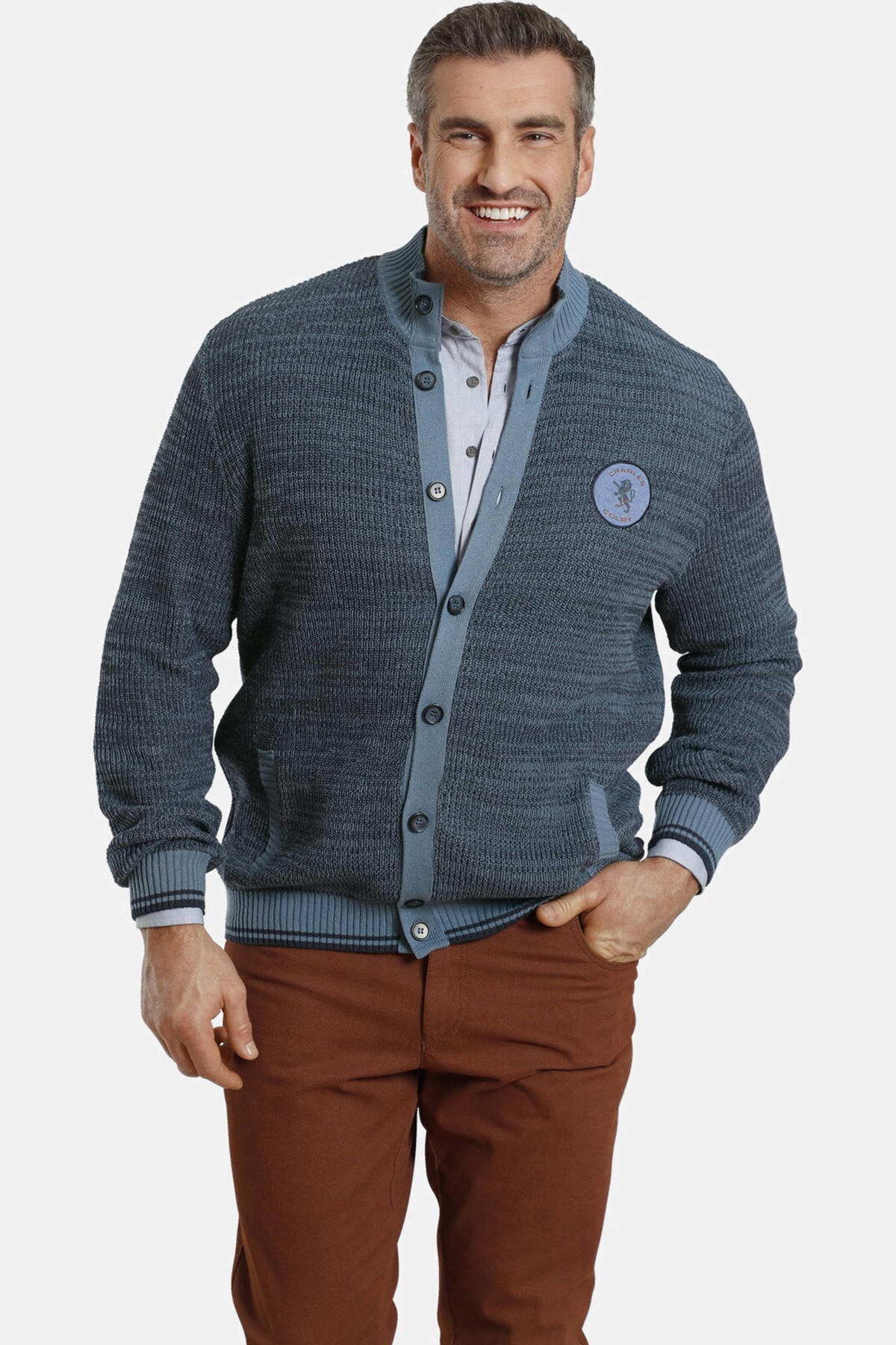 Charles Colby +FIT Collectie vest DUKE ODOI Plus Size met all over ...