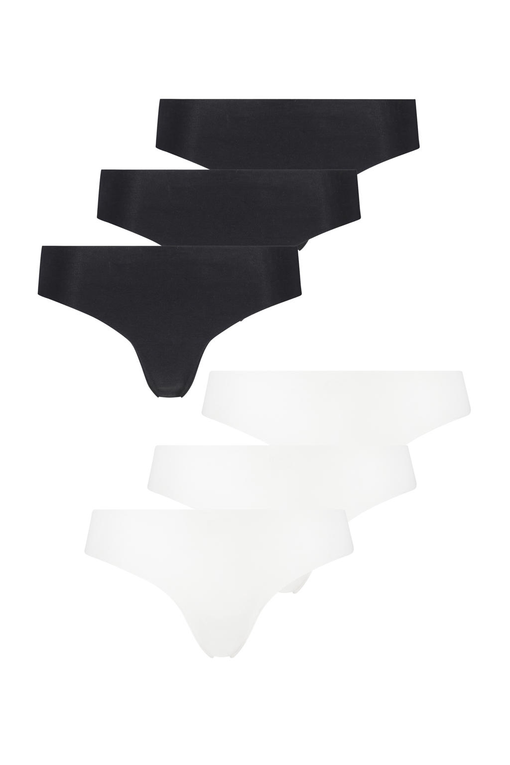 Hunkemöller string Invisible (set van 6) wit/zwart | wehkamp