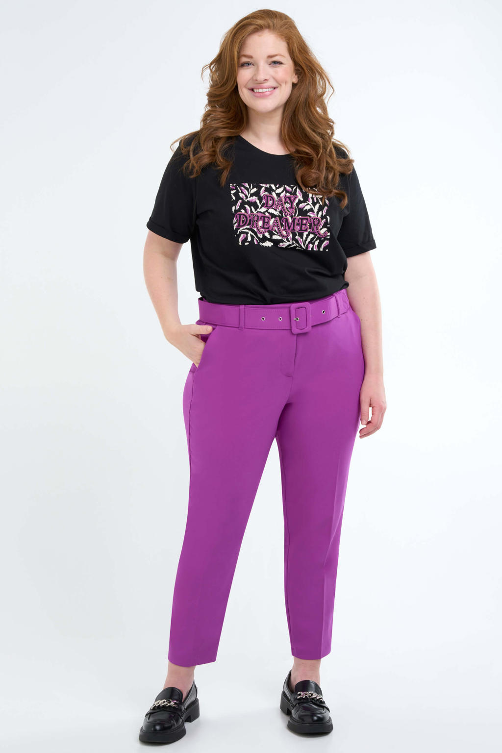 MS Mode T-shirt met printopdruk zwart/roze/wit | wehkamp