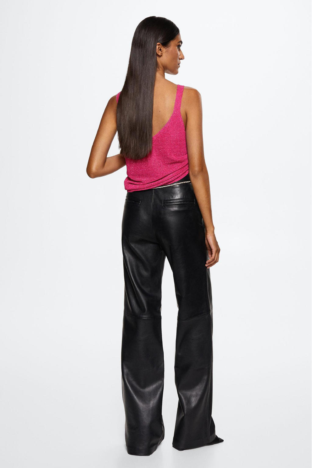 Mango ribgebreide top fuchsia | wehkamp