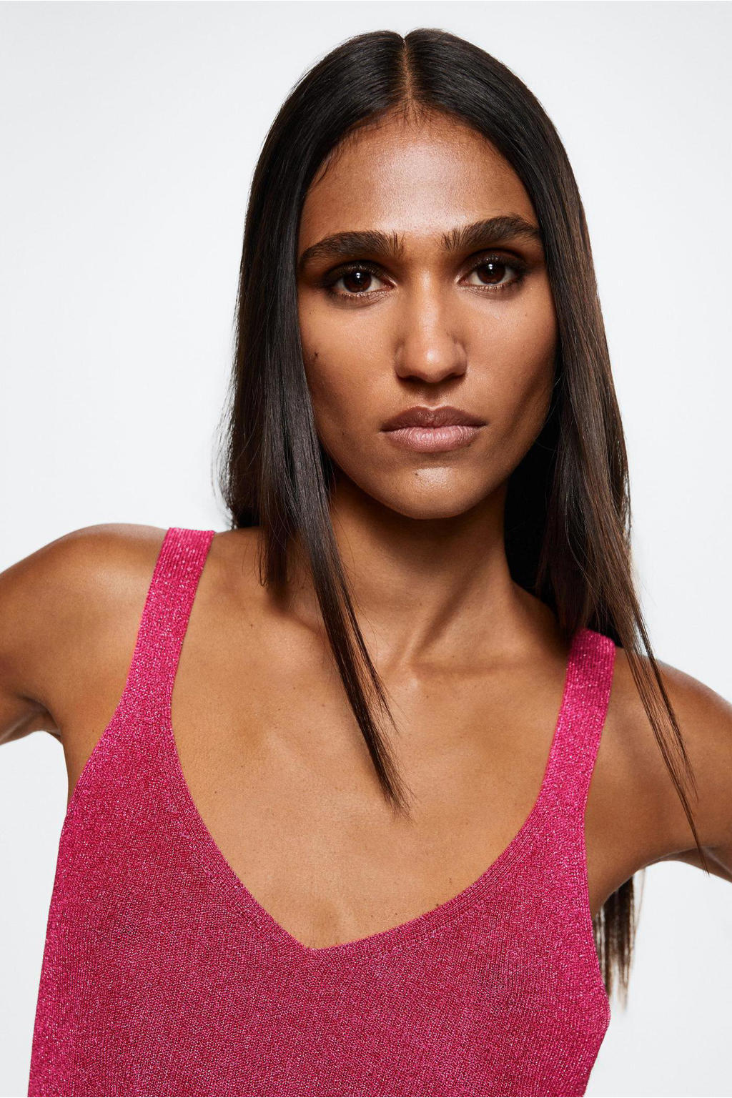 Mango ribgebreide top fuchsia | wehkamp