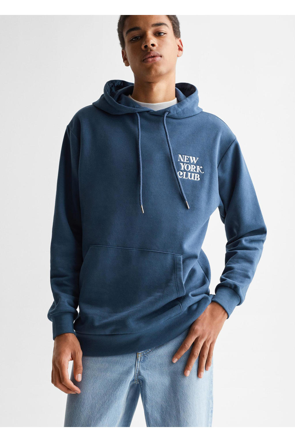 Mango Kids hoodie met tekst blauw | wehkamp