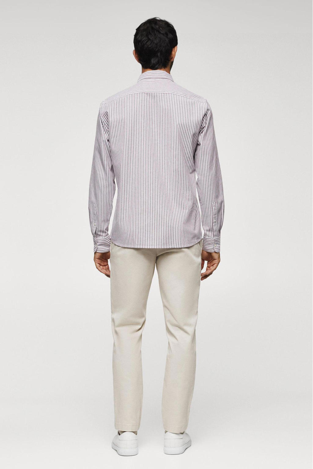 Mango Man gestreept regular fit overhemd donker rood | wehkamp