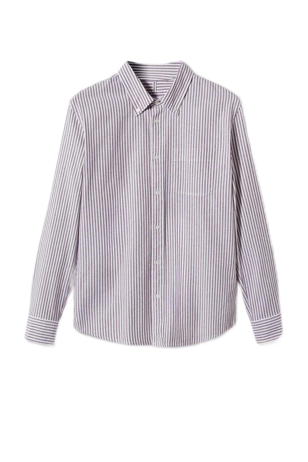 Mango Man gestreept regular fit overhemd donker rood | wehkamp