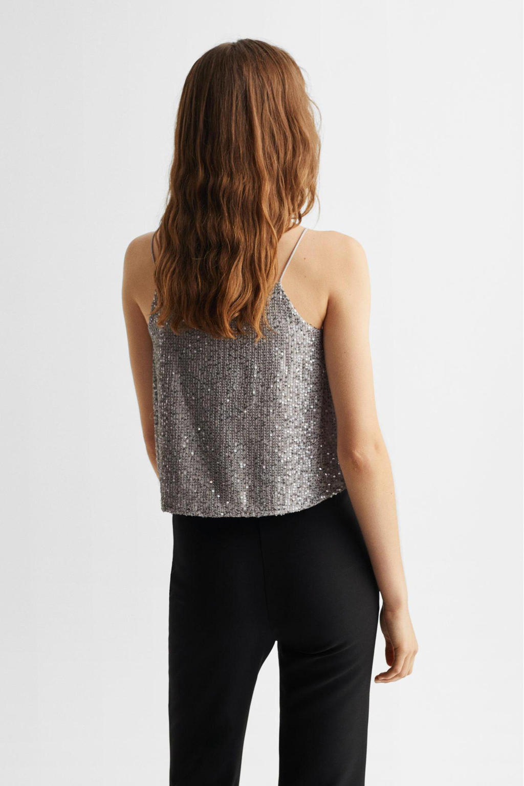 Mango Kids top met pailletten zilver | wehkamp