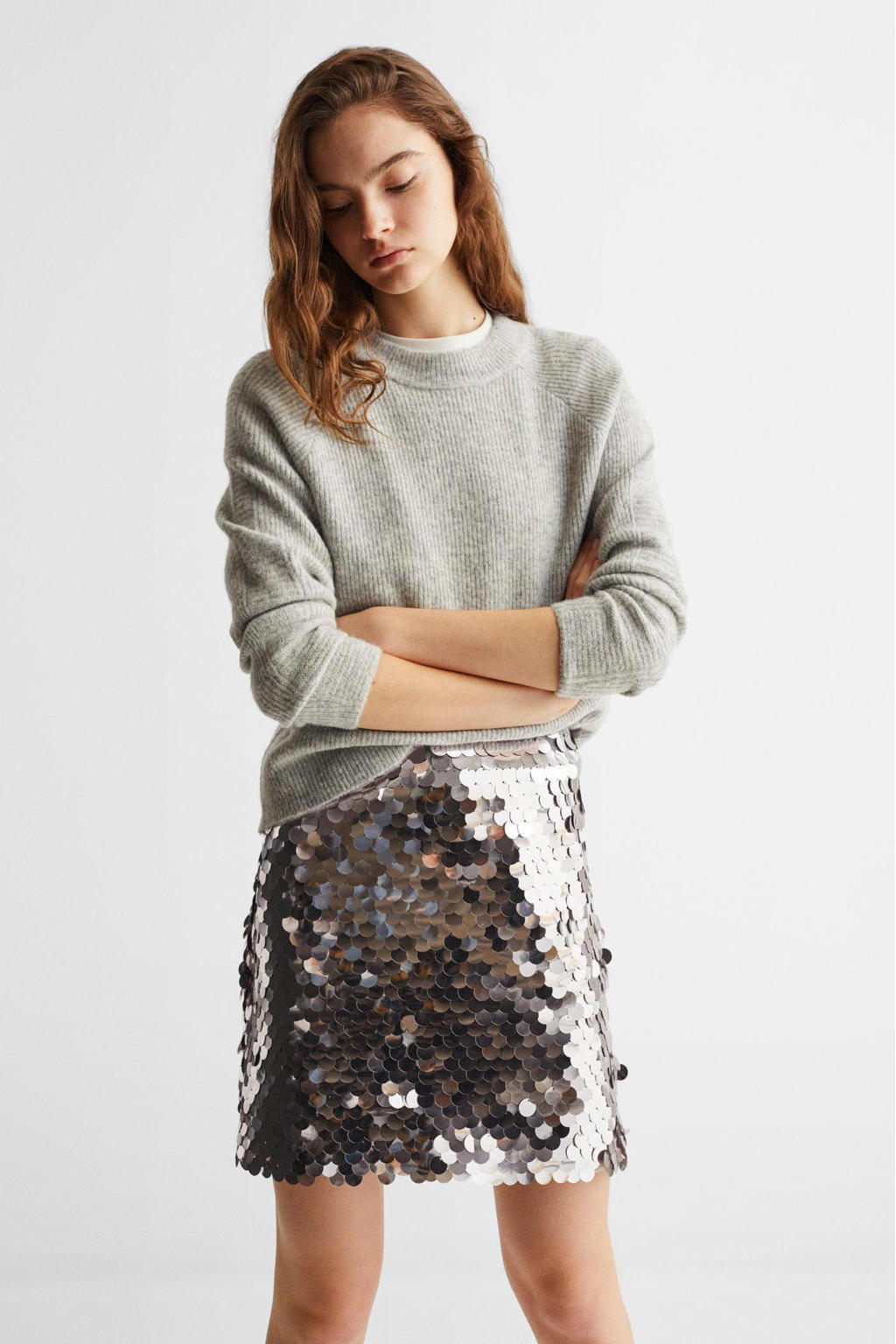 Mango Kids pailletten rok zilver | wehkamp