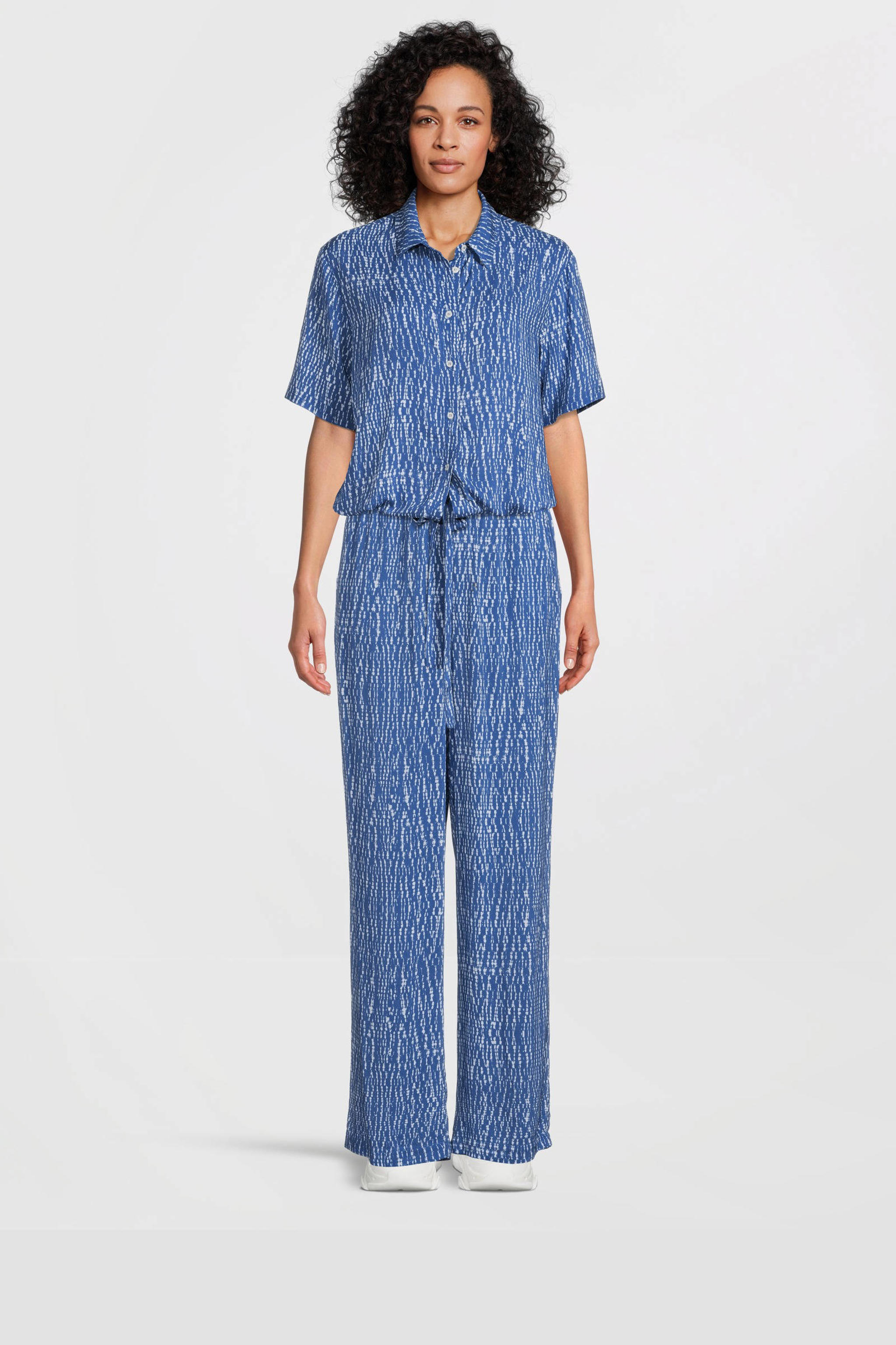 Anna Blue by Anna van Toor wide leg broek RIVER met all over print ...