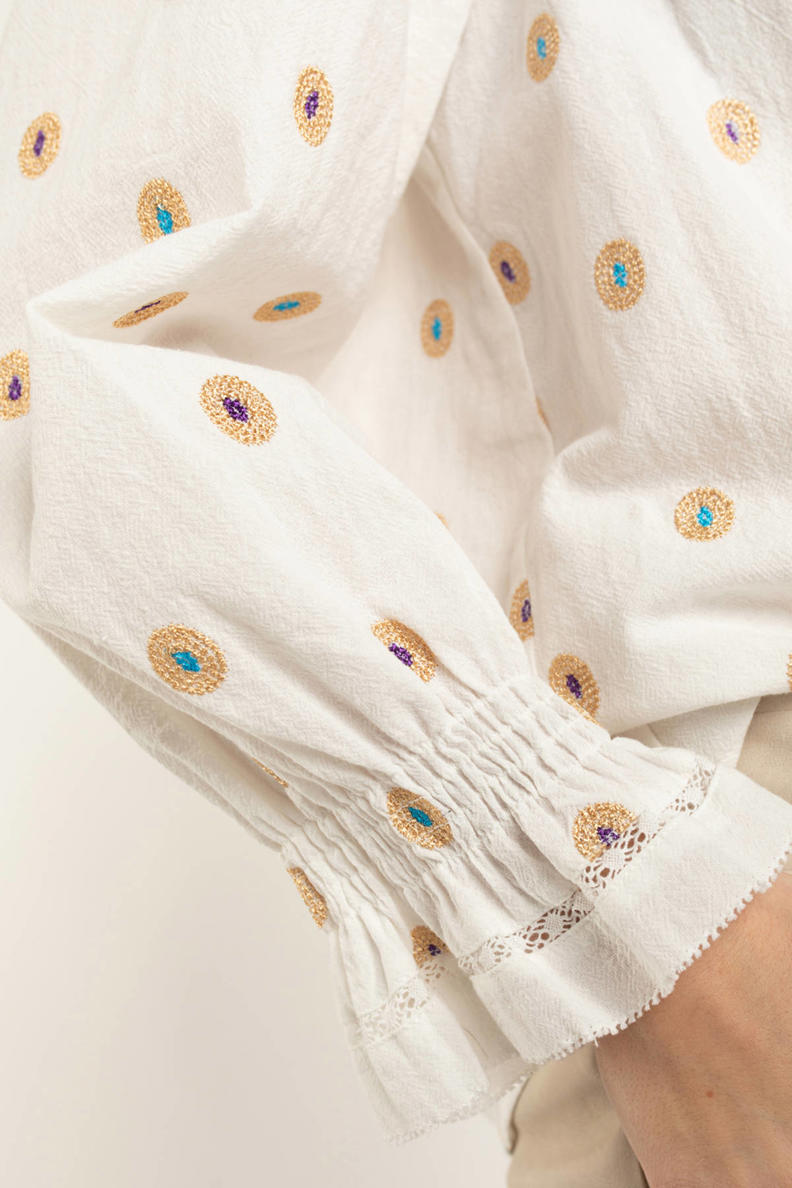 Anna by Anna van Toor geweven blouse met all over print en borduursels ...