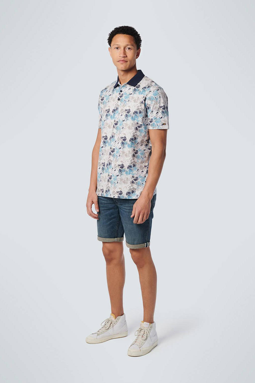 No Excess polo met all over print light aqua | wehkamp