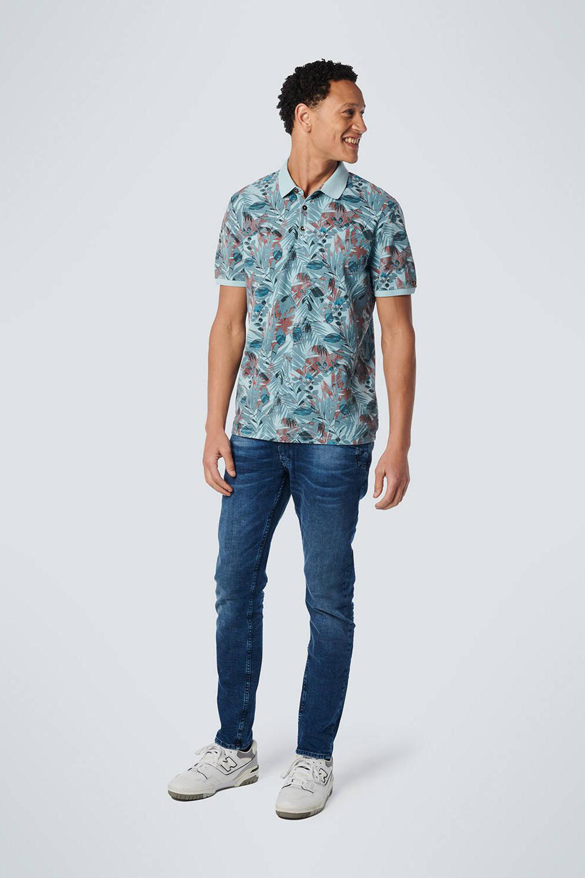 No Excess polo met all over print light aqua | wehkamp