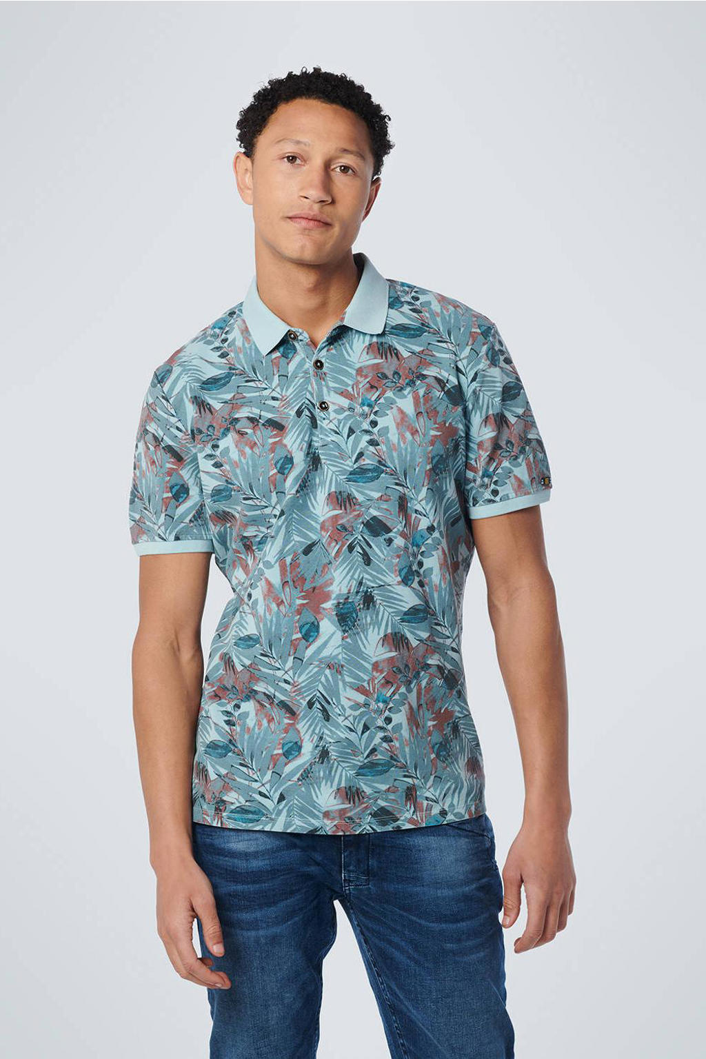No Excess polo met all over print light aqua | wehkamp