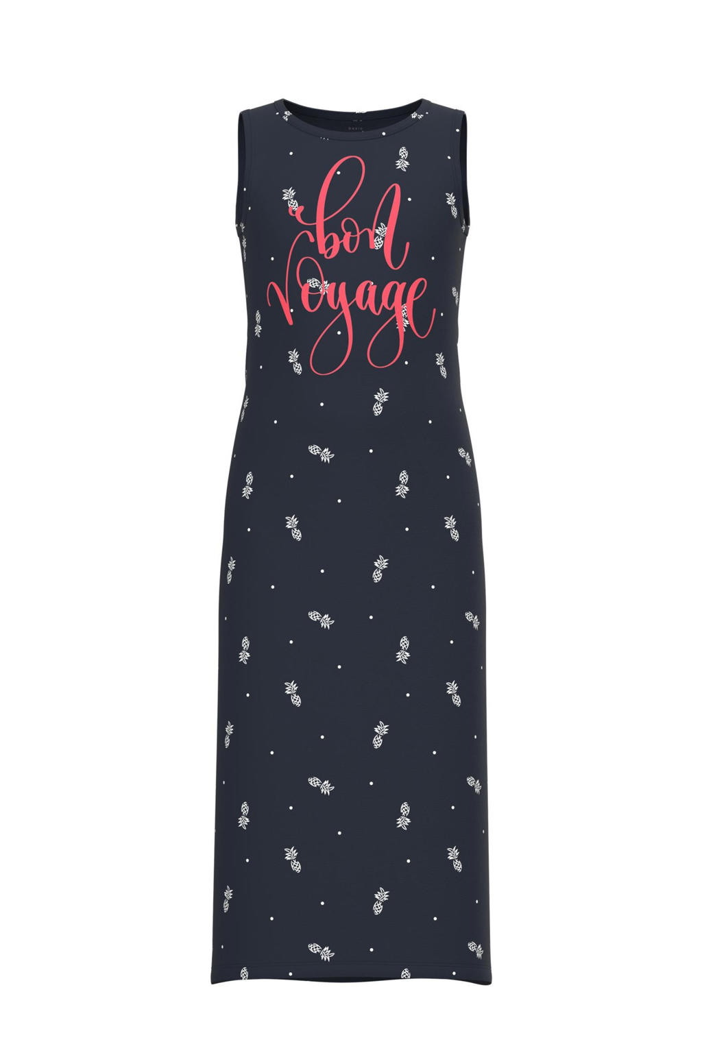 NAME IT KIDS maxi jurk NKFVIPPA met all over print donkerblauw | wehkamp