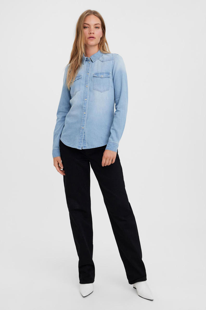 VERO MODA denim blouse VMMARIA lichtblauw | wehkamp