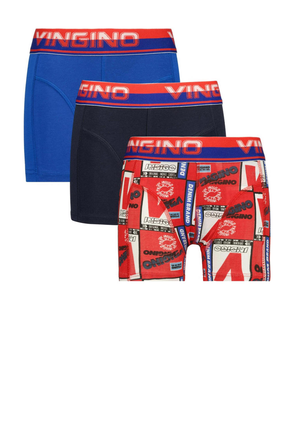Vingino boxershort - set van 3 rood/zwart/blauw | wehkamp