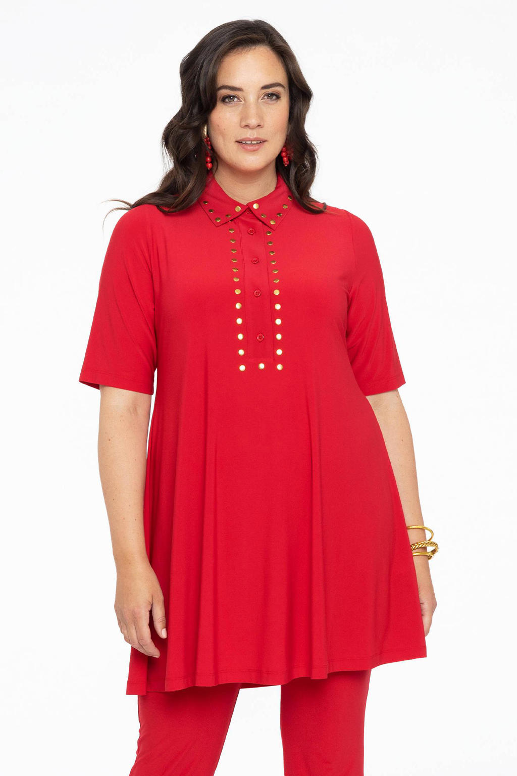 Yoek tuniek DOLCE van travelstof rood | wehkamp