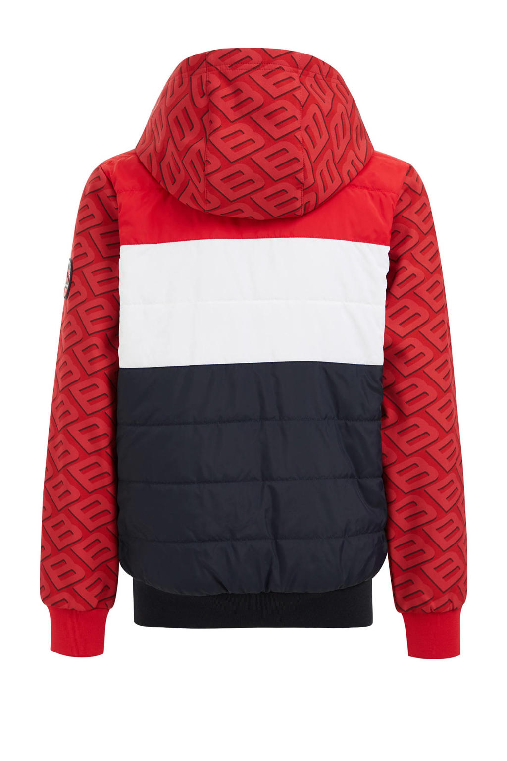 WE Fashion Bad Boys softshell jas van gerecycled polyester rood/wit ...