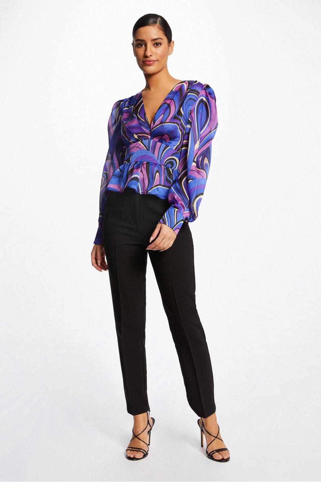Morgan top met all over print paars/roze/blauw | wehkamp