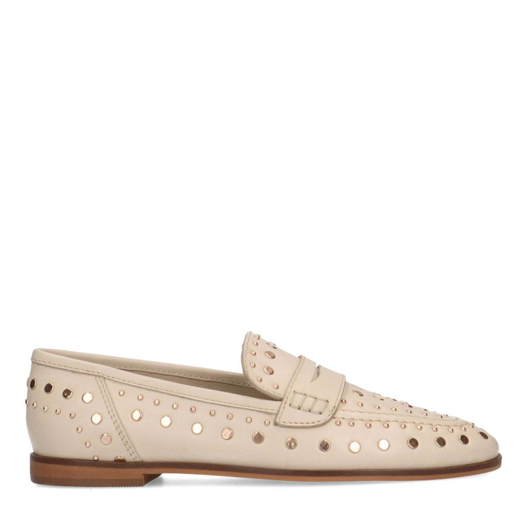 Sacha leren loafers met studs beige | wehkamp