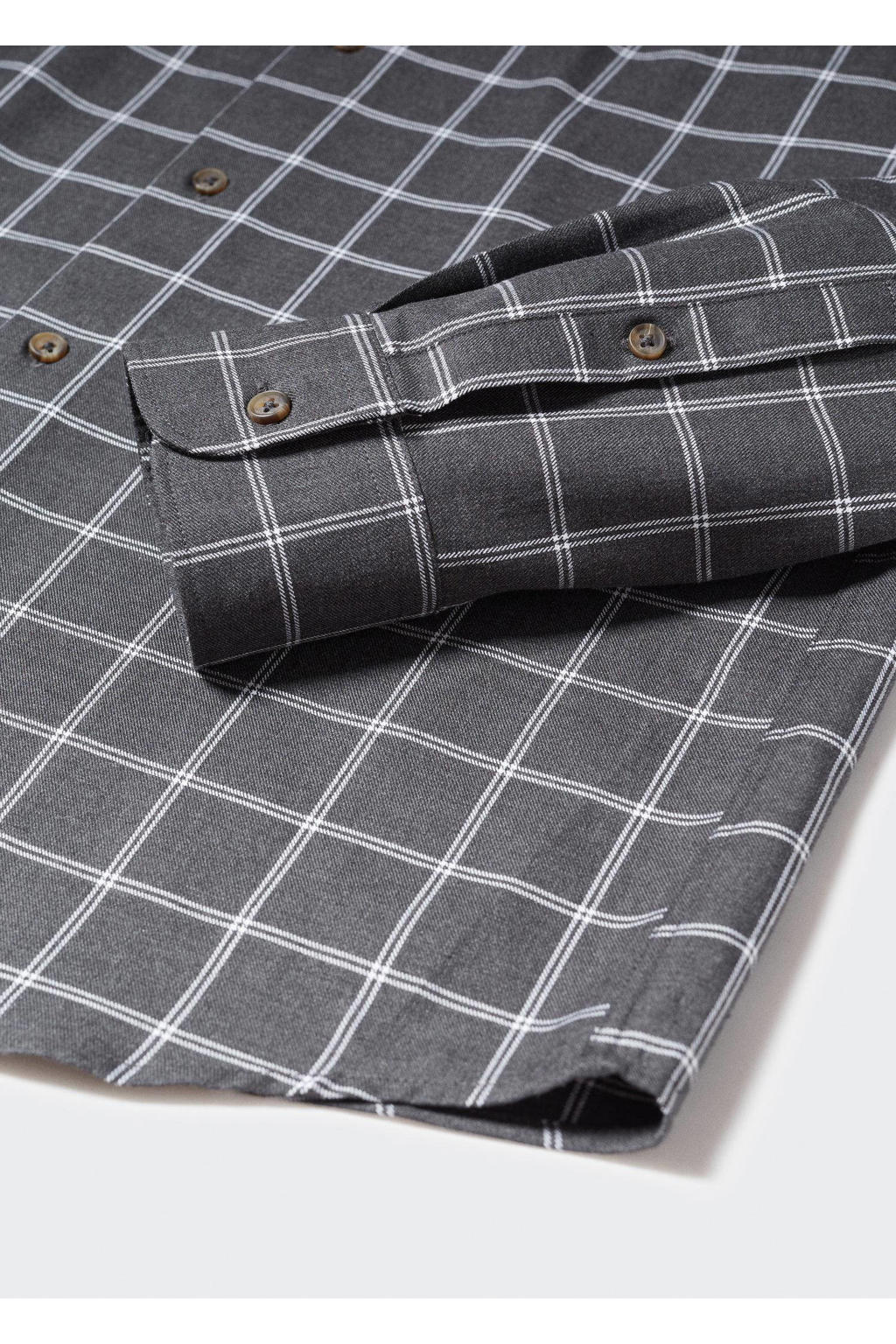 Mango Man geruit slim fit overhemd donker grijs | wehkamp