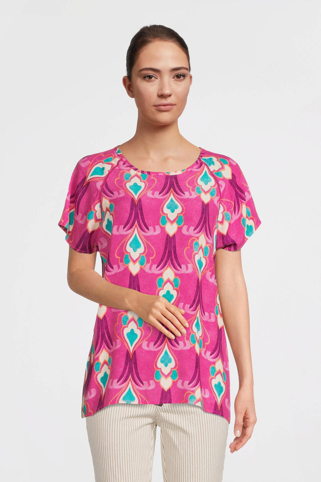 NED top met all over print fuchsia | wehkamp