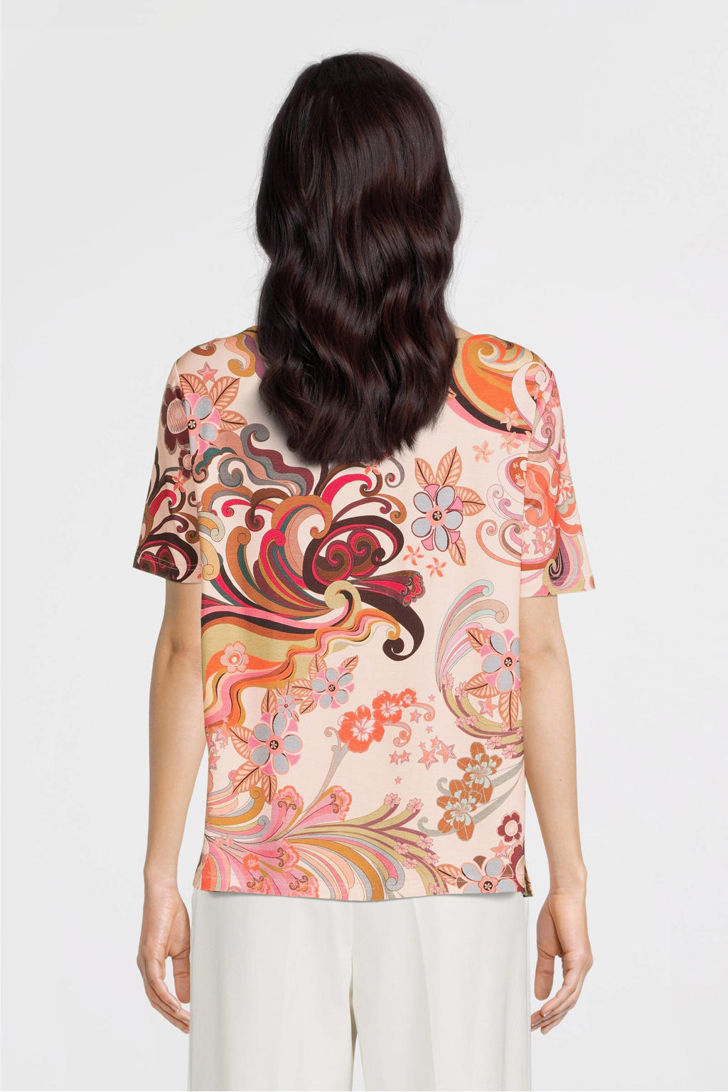 NED top met paisleyprint lichtroze/ecru/oranje | wehkamp