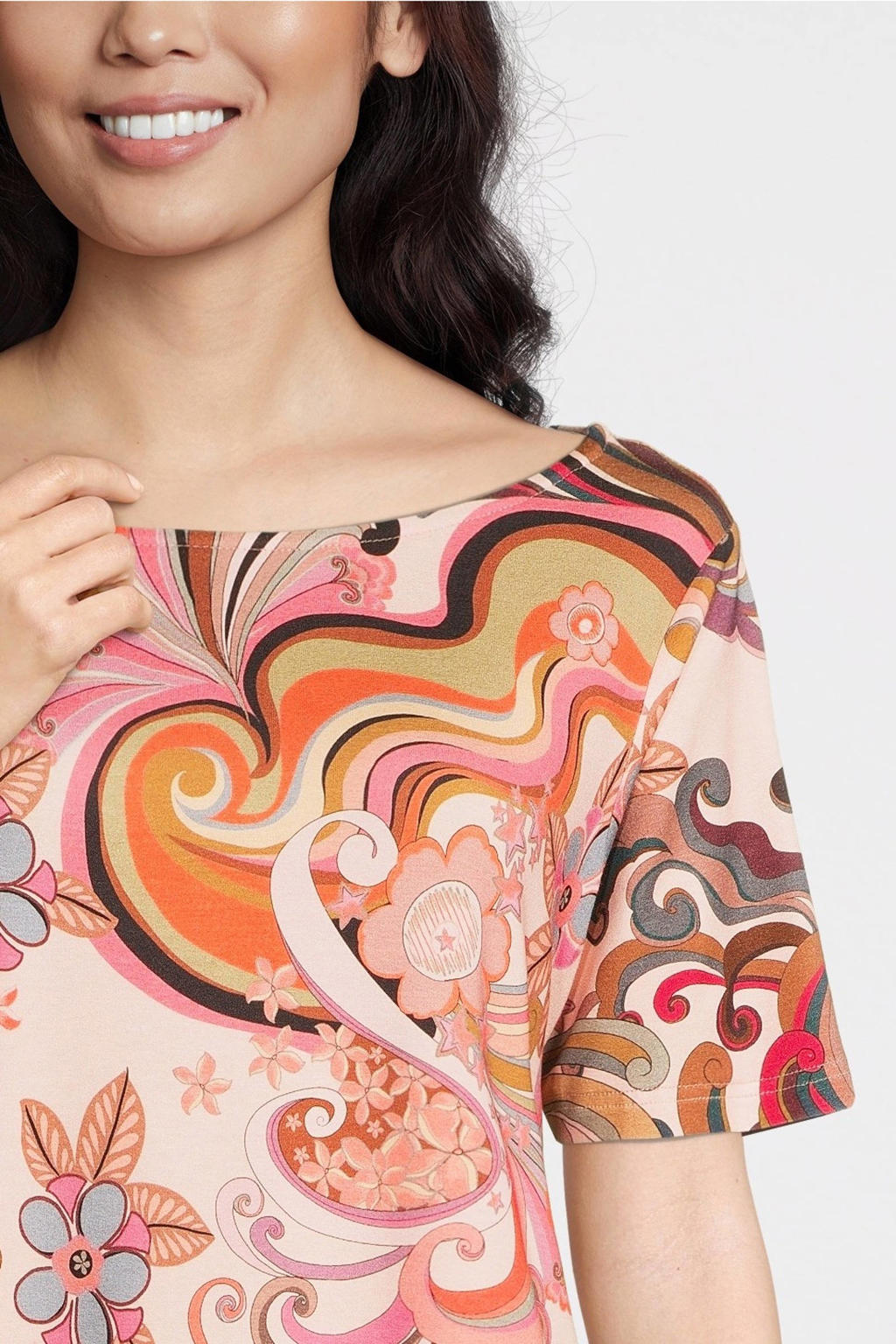 NED top met paisleyprint lichtroze/ecru/oranje | wehkamp