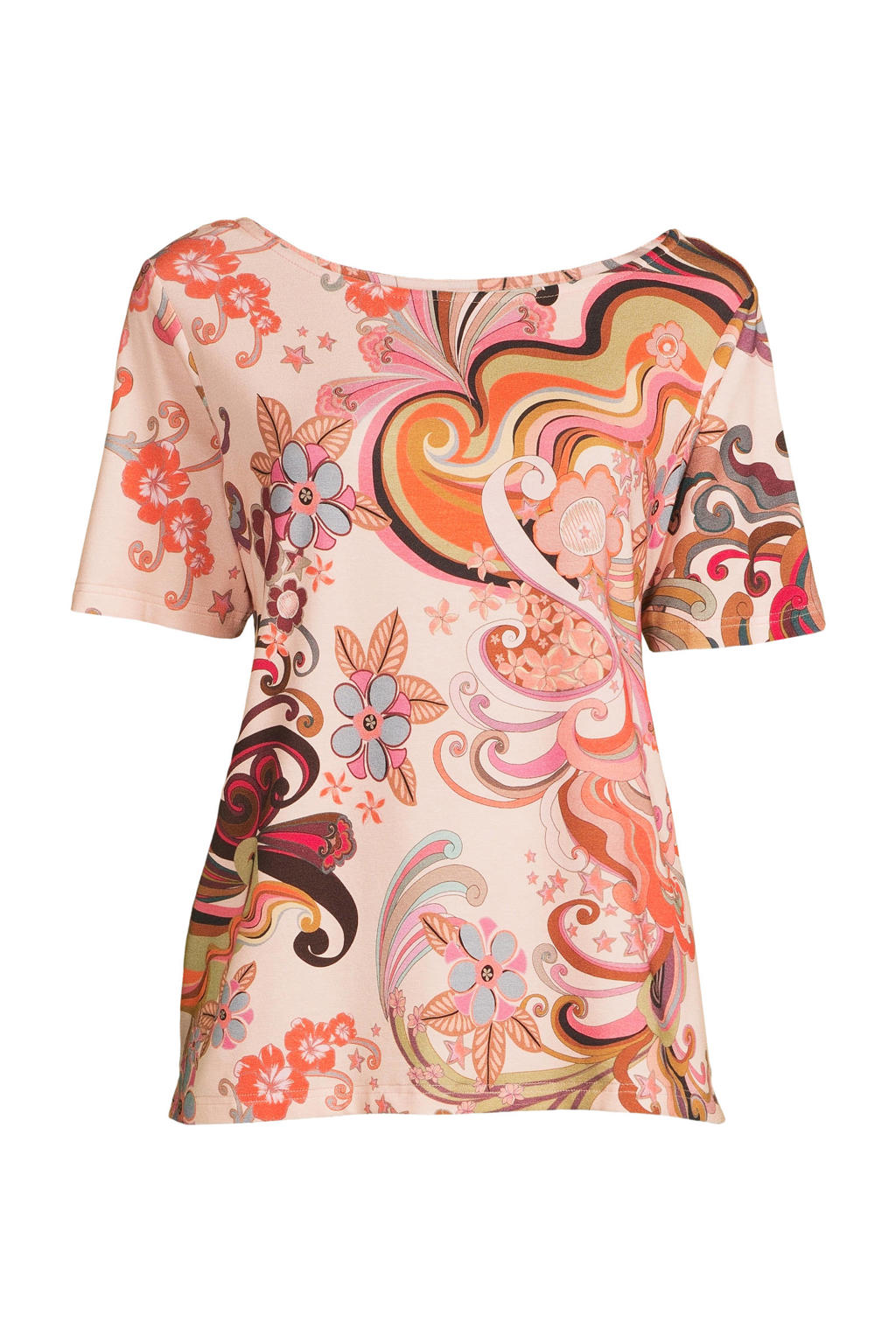 NED top met paisleyprint lichtroze/ecru/oranje | wehkamp
