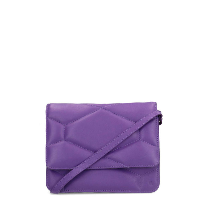 Manfield doorgestikte leren crossbody tas paars | wehkamp