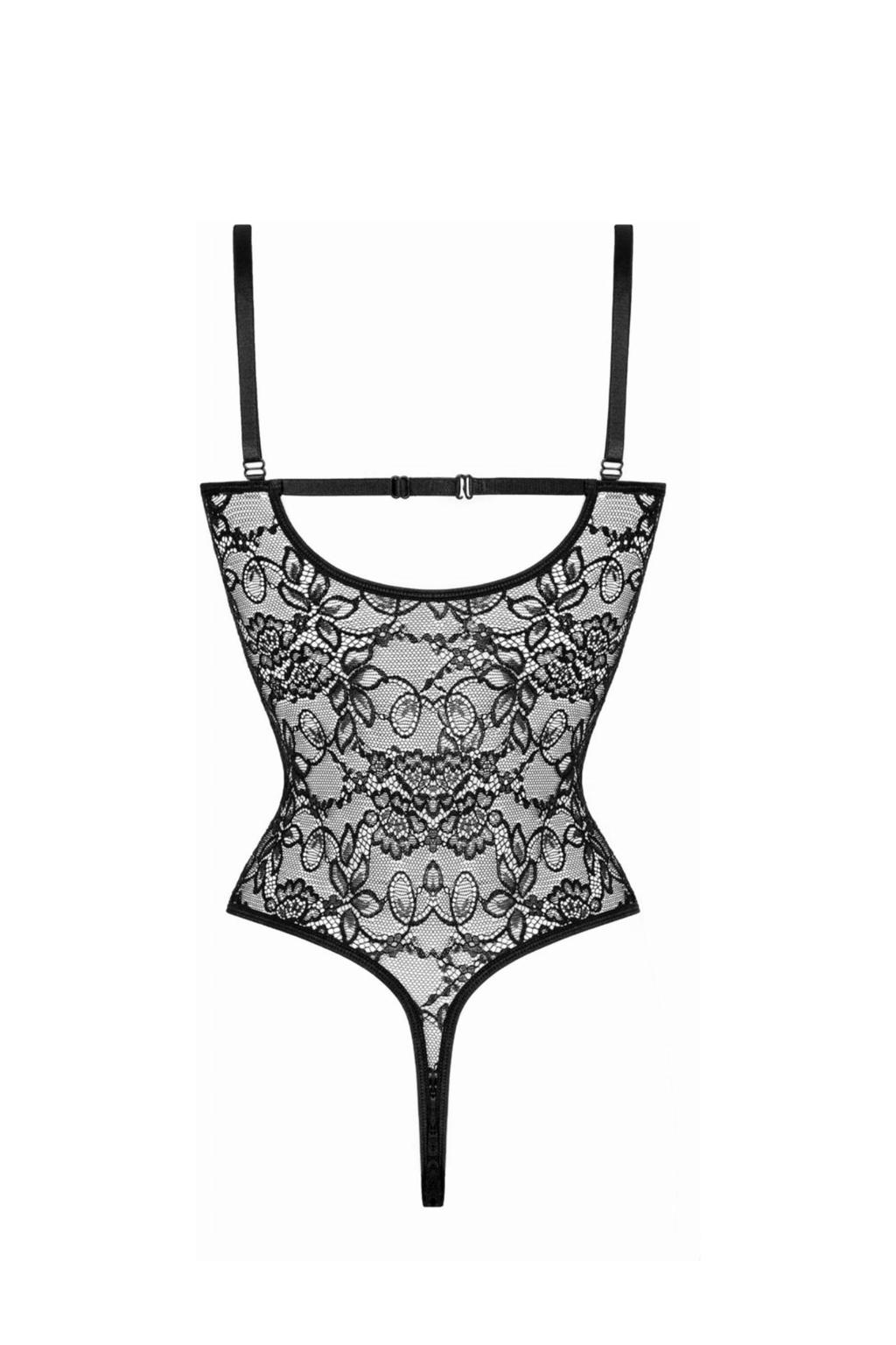 Christine le Duc kanten stringbody met beugel Melinda zwart | wehkamp