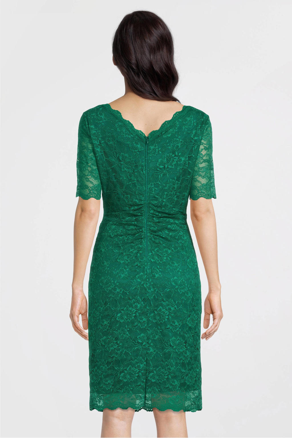 Vera Mont semi-transparante jurk met kant groen | wehkamp