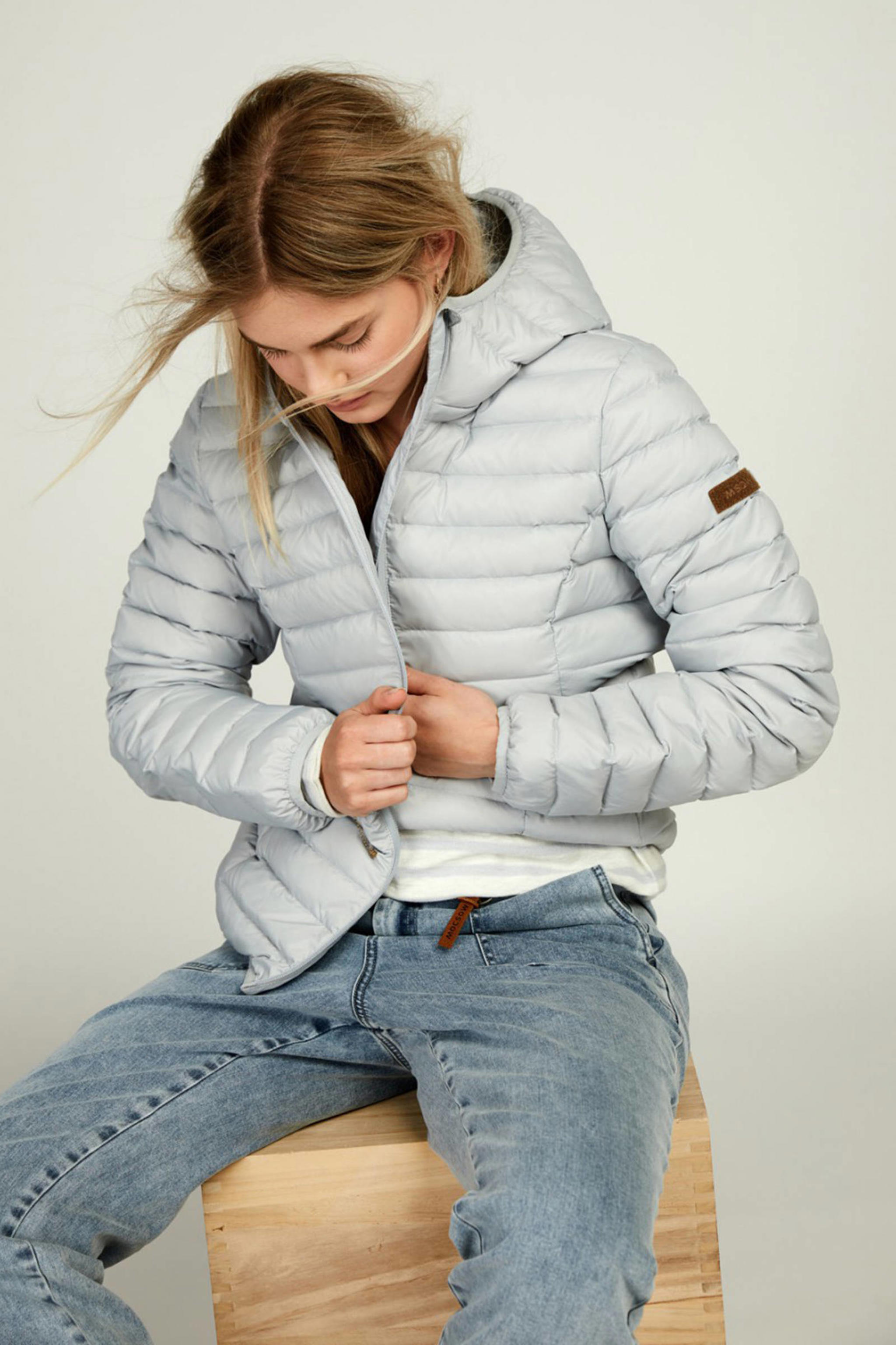 Moscow gewatteerde zomerjas Edgy lichtblauw | wehkamp