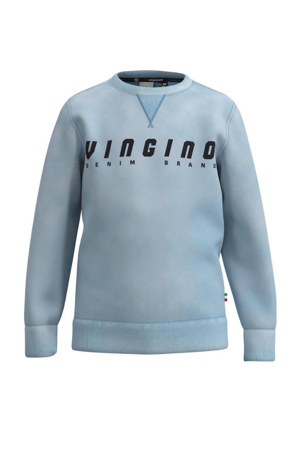Vingino sweater BASIC-CREWNECK-WASH met logo lichtblauw | wehkamp