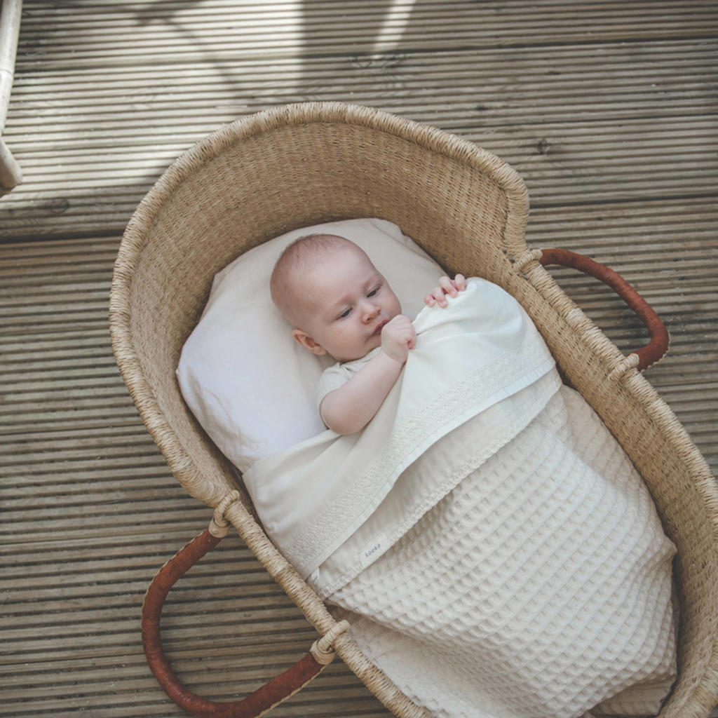 Koeka Antwerp baby wiegdeken wafel/flanel 75x100 cm natural/natural ...