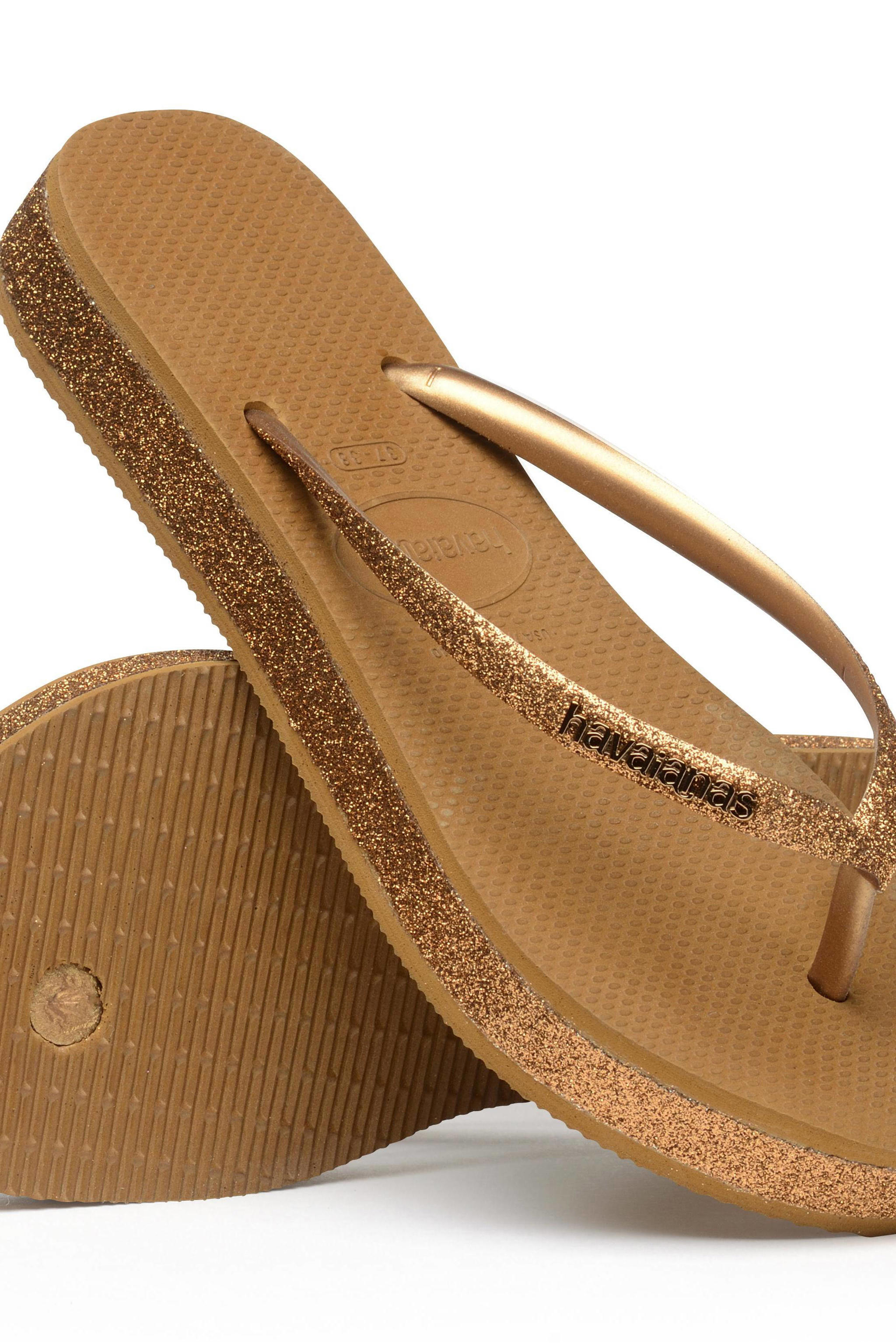 Havaianas Slim Flatform Sparkle teenslippers brons | wehkamp